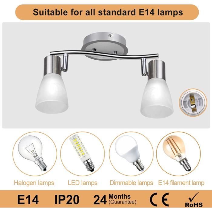Plafonnier Led 2 Spot Orientables, Luminaire De Plafond Led E14 À ...