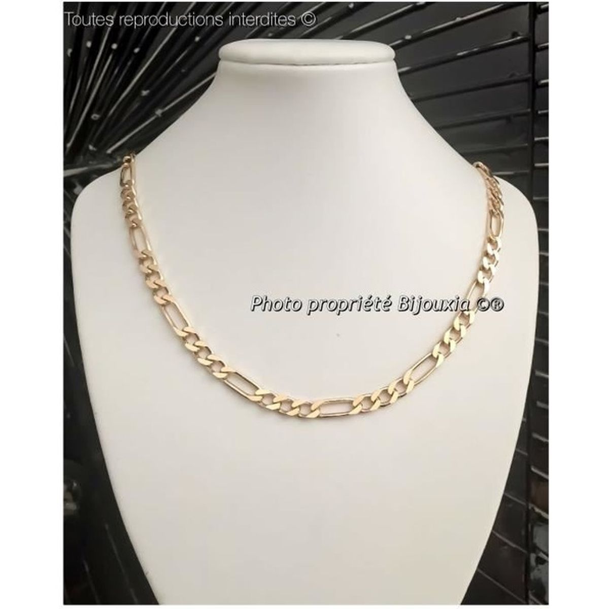 Chaîne Homme Figaro 5MM Plaqué Or 18 Carats 50CM-55CM-60CM-70CM AU ...