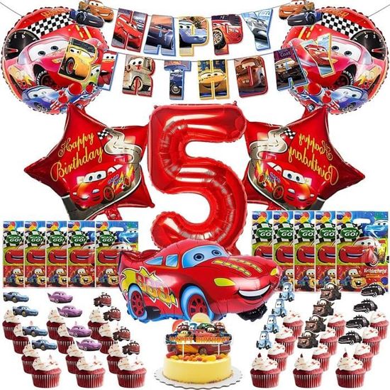 Lot De 41 Décorations D'Anniversaire Cars, Ballons Cars En Aluminium ...