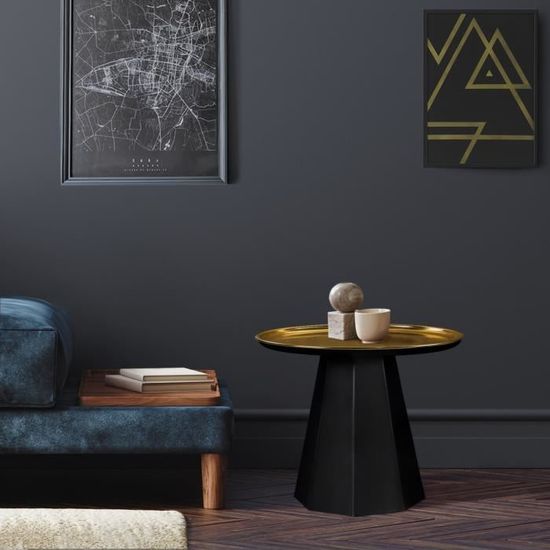 WOMO-DESIGN Table d'Appoint Glasgow, Ø 45 cm, Rond, 50 cm de Haut, Or ...