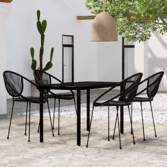 SWT Ensemble de salle à manger de jardin 5 pcs Noir 3099127 - Cdiscount ...