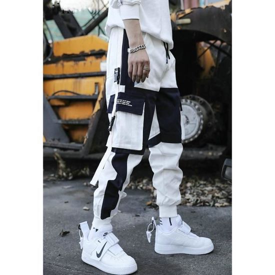 Pantalon de jogging cargo avec poches multiples pour homme - Blanc - Cdiscount Prêt-à-Porter