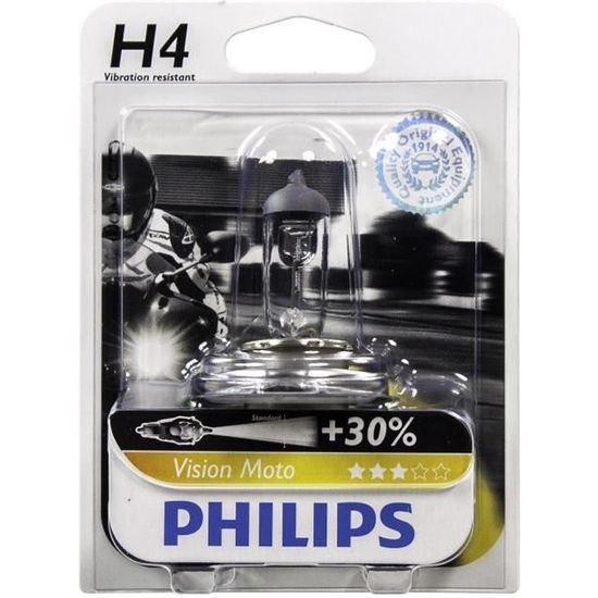 PHILIPS Ampoule halogène Moto Vision H4 - 12V - 60/55W - Cdiscount Auto