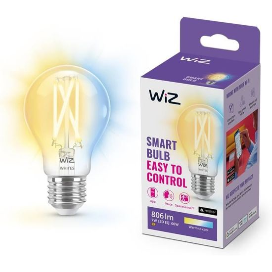 Ampoule Led Connectée Wi Fi E27, Claire, Nuances De Blanc, Équivalent ...