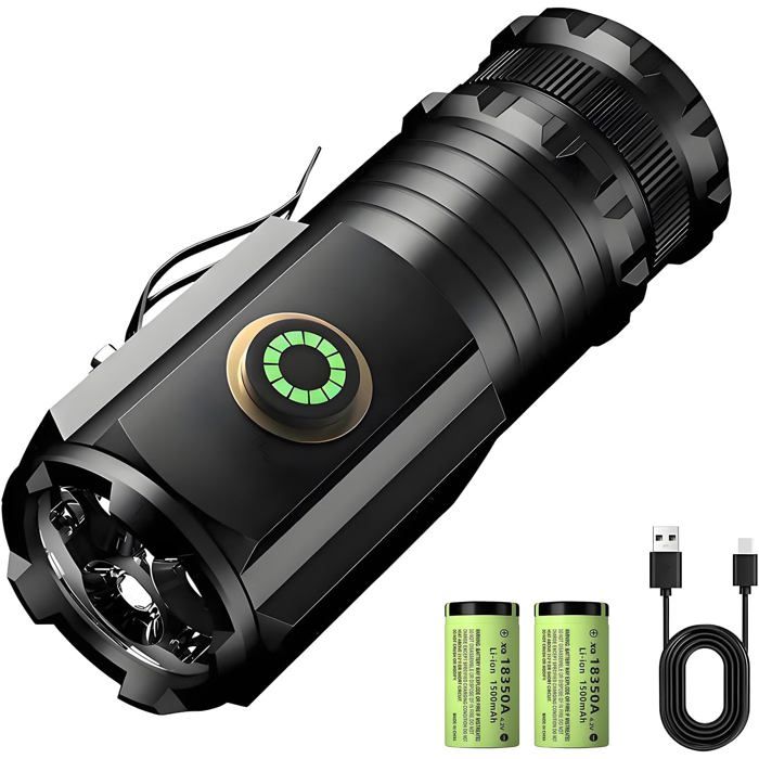 KAL-Mini Lampe de Poche LED 5000 Lumens 5 Modes Aimants 3 LEDs ...