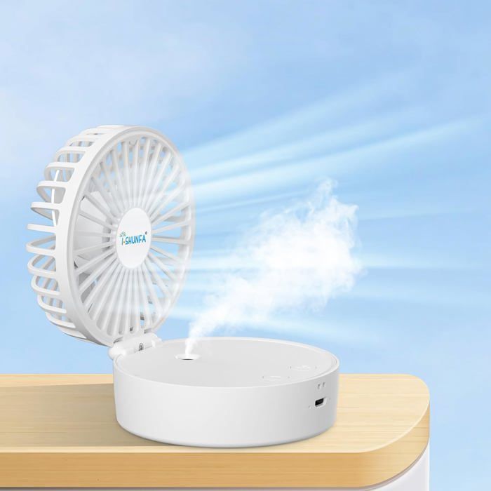 Mini Portable Fan with Cooling Mist USB Rechargeable 5 Speeds Small ...