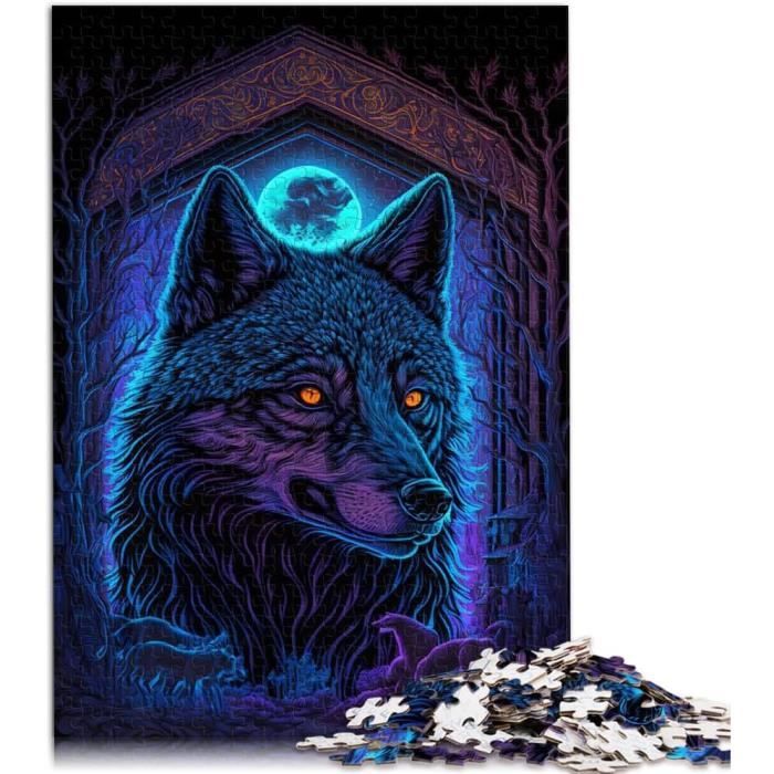 Black Light Wolf Puzzle 500 Pièces Jeux Éducatifs Puzzles En Bois ...