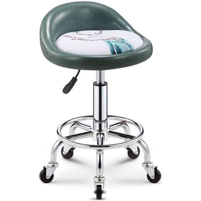 Tabouret roulant sur roulettes Chaise selle en cuir synthétique noir ...