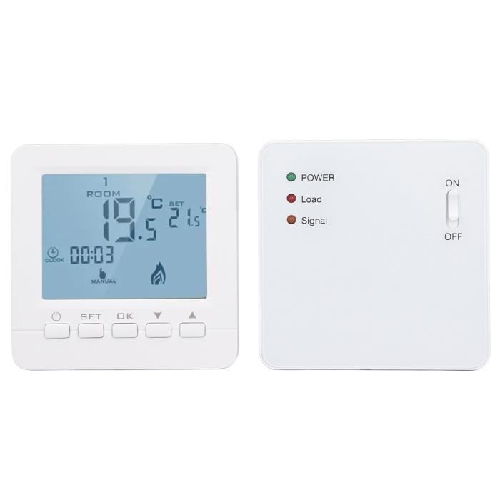 Thermostat programmable RF sans fil - CIKONIELF - Mode vacances - Blanc ...