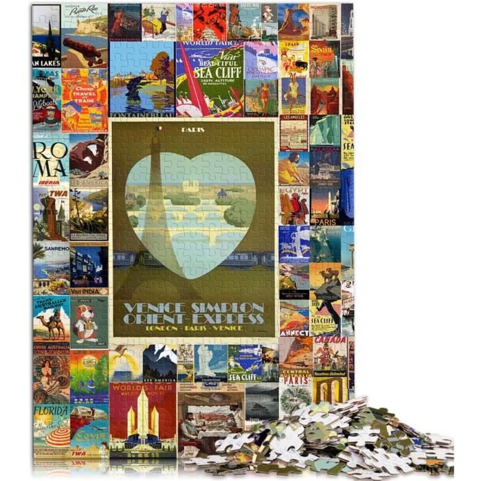 Puzzle Mural De Voyage Vintage En Bois, 1000 Pièces, Jeux Éducatifs ...