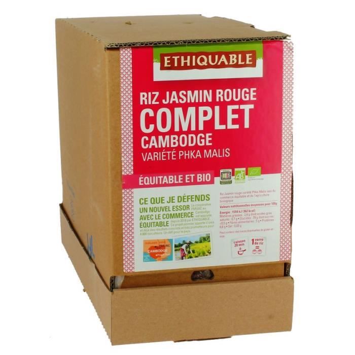 Riz Jasmin Rouge Complet du Cambodge bio & équitable VRAC RHD 5 kg 400 ...