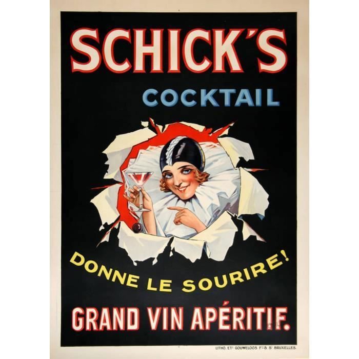 Affiche - Shick's - Cocktail Art Deco - Vintage - 31cm x 43cm ...
