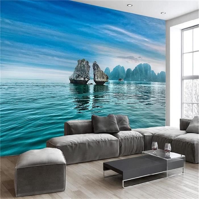Récif océanique Papier Peint, île d'eau de mer 3D Personnalisé Photo ...