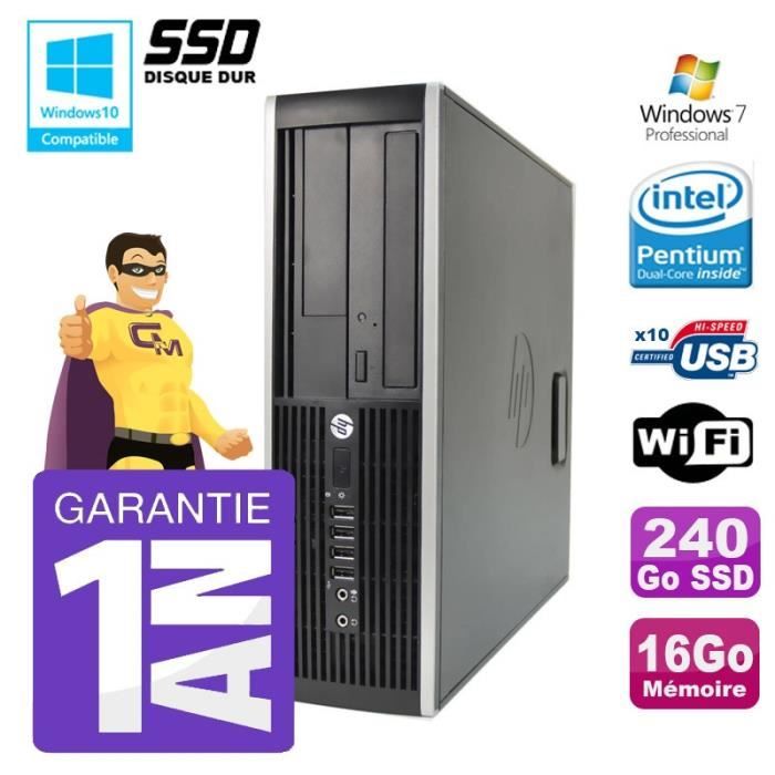 PC HP 8200 SFF Intel G630 16Go Disque 240Go SSD Graveur Wifi W7 ...