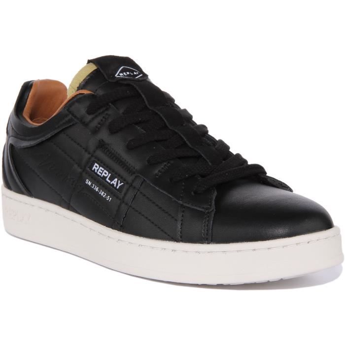 Baskets Homme - REPLAY - Smash Lay - Cuir Brun - Lacets Brun ...