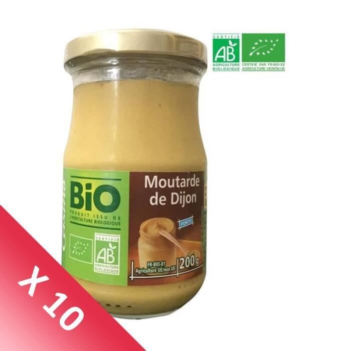 [LOT DE 10] Moutarde de dijon - Bio - 200g - Cdiscount Au quotidien