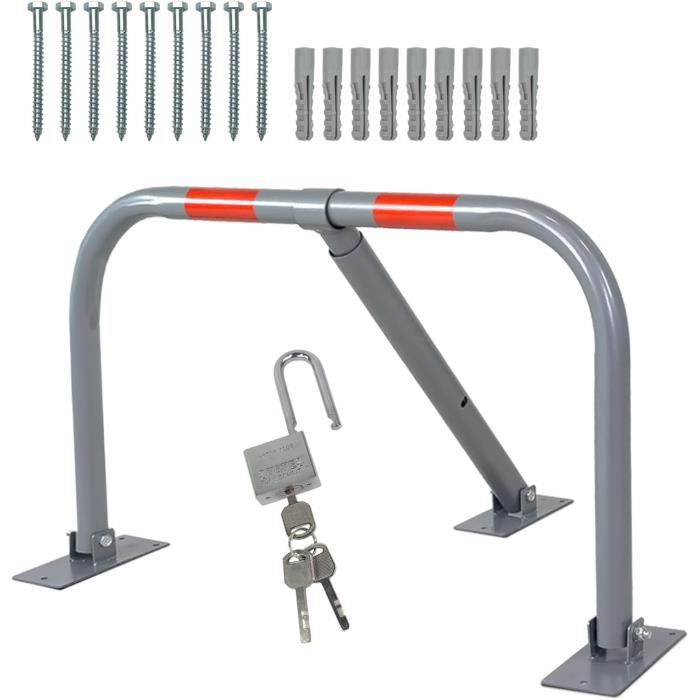 Barrière de parking pliable avec serrure et 3 clés, tube en acier ...