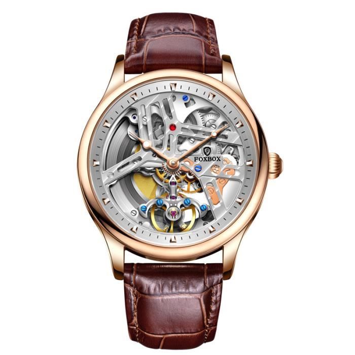 SHARPHY Montre homme mécanique automatique cadran squelette mode ...