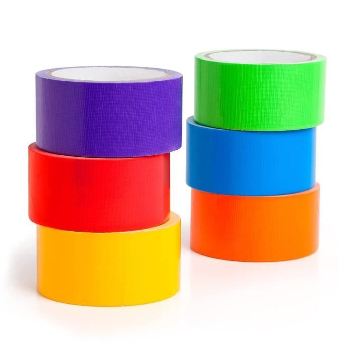Lot de 6 rouleaux de ruban adhésif coloré de qualité supérieure - 50 mm ...
