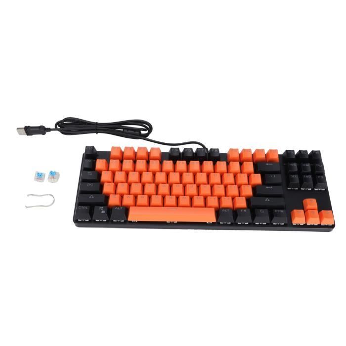Tbest Clavier rétroéclairé filaire USB Clavier de jeu mécanique 87 ...