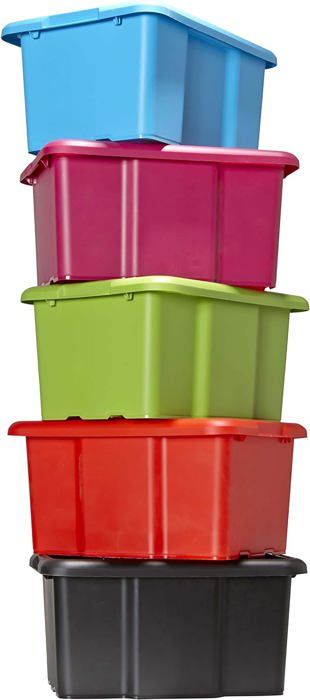 Bac de rangement empilable et superposable - Noir - Contenance 45 ...