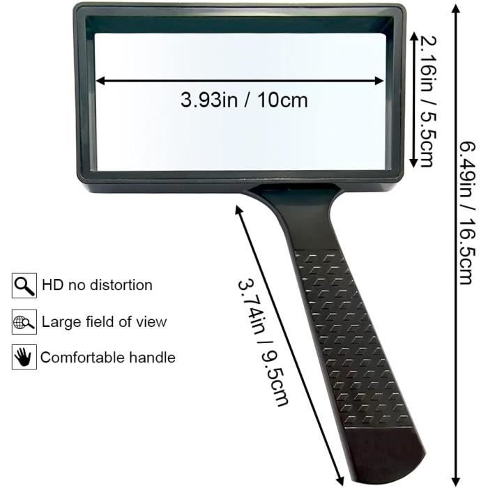 HYRZD 4X Loupe Rectangulaire à Main - 100x50MM Lentille en Verre De ...