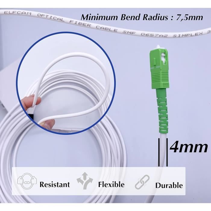 35 Mètres Cable Fibre Optique Renforcé Sc-Apc À Sc-Apc Simplex Monomode ...