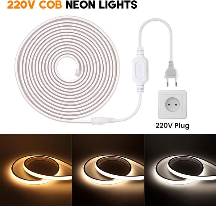 Bandeau LED COB 220V IP65 tanche Flexible non LED Strip 288 Ledsm ...