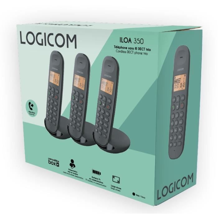 Telephone Fixe Sans Fil Duo Téléphone Fixe Sans Fil TRIO LOGICOM MANTA ...