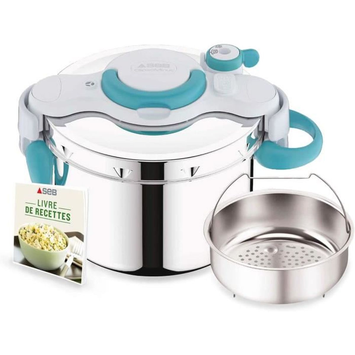 Seb ClipsoMinut'Easy+ Cocotte-Minute inox 7,5 L + livre 100 recettes ...