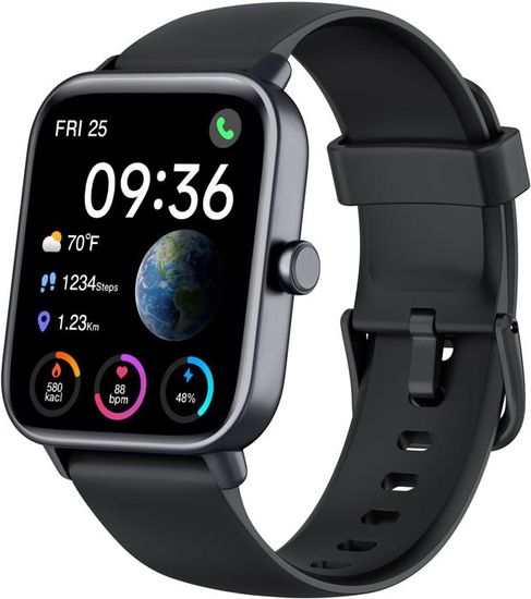 Montre connectée pour Homme et Femme avec Fonction téléphone 18"- Noir ...