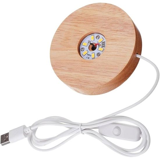Socle lumineux bois lampe LED socle vitrine LED éclairage USB DOUILLE ...