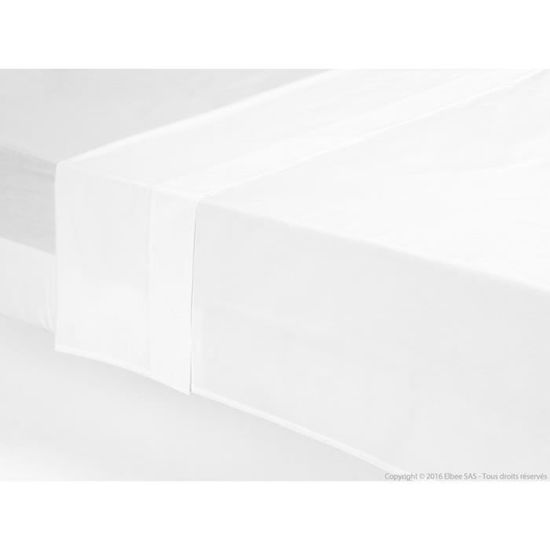 Drap plat - AGATHE - 240x300cm - 100% coton - Easycare - Blanc - Cdiscount Maison