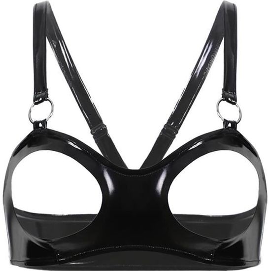 Yizyif Femme Soutien Gorge Sexy Ouvert Sein Nu Bandage Lingerie Cuir
