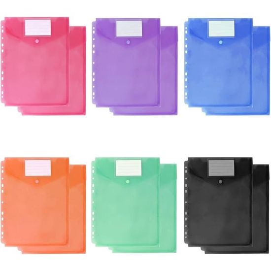 Pochette Plastique A4, Pochette Plastique A4 Bouton Pression, 12 Pcs ...