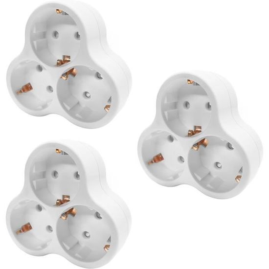 3 Pièces Triangle Multiprise Murale 3 Prises Adaptateur De Prise Blanc ...