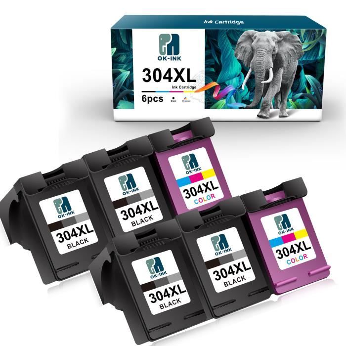 OK-INK 6 Cartouche d'encre Compatible avec HP 304XL pour Envy 5010 5020 ...