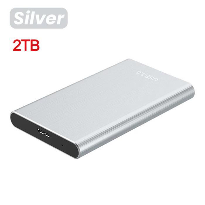 2 To Argent-Disque dur externe portable SSD haute vitesse, stockage de ...