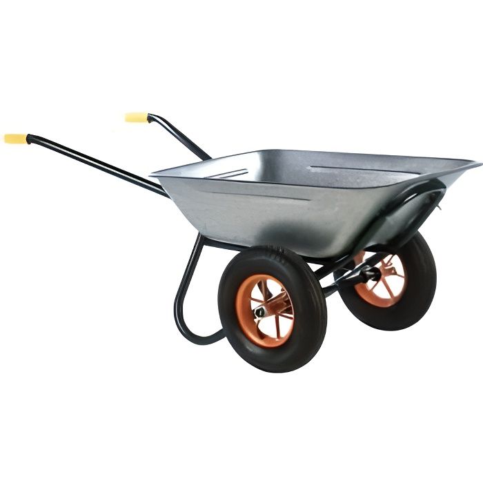 Brouette 2 roues gonflables - galvanisée - 90 L - Cdiscount Jardin