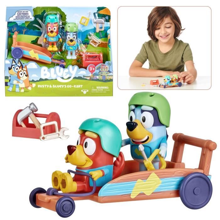 Ensemble de figurines - Bluey - Rusty & Bluey's Go-Kart - 2 figurines ...