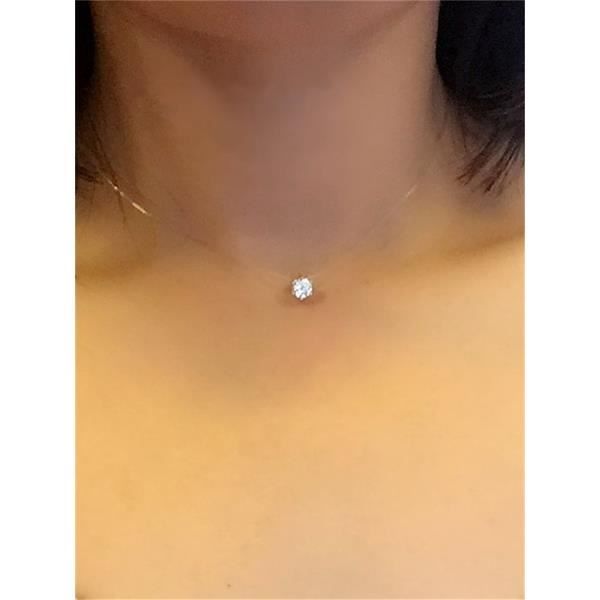 Nouveau mode simple collier en cristal ligne invisible Zircon Clavicule ...