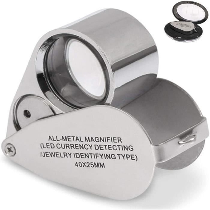 JYOME Loupe de bijoutier pliable en métal avec éclairage LED 40 x pour ...