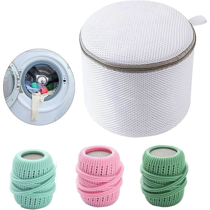 3 pièces Boules de lessive pour machine à laver, 1 sac à linge soutien ...