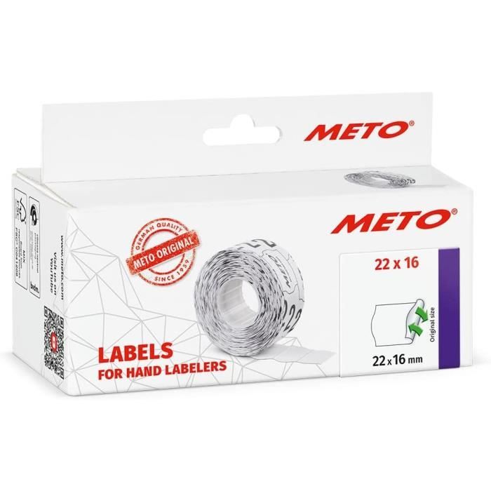 Meto Étiquettes pour étiqueteuse manuelle, réf. 9506158 (22 x 16 mm, 1 ...