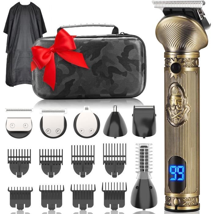 Tondeuse Barbe Cheveux Hommes, Rasoir Electriques Nez Professionnel, Kit De Tondeuse À Barbe 6 ...
