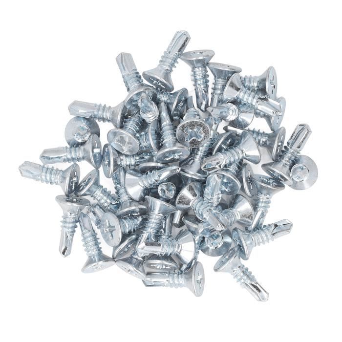 Cikonielf vis de forage en croix Lot de 50 vis autoperceuses en croix 4,8 x 16 mm en acier au ...