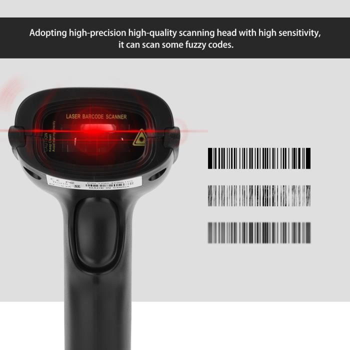 JUZ lecteur de codes-barres Lecteur de code-barres laser sans fil 2,4 ...