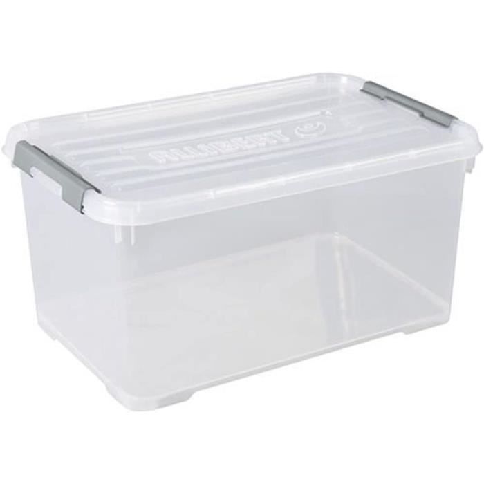 Handy box - Plus 50L + clips Gris Avec Couvercle 60x40x29 cm ...