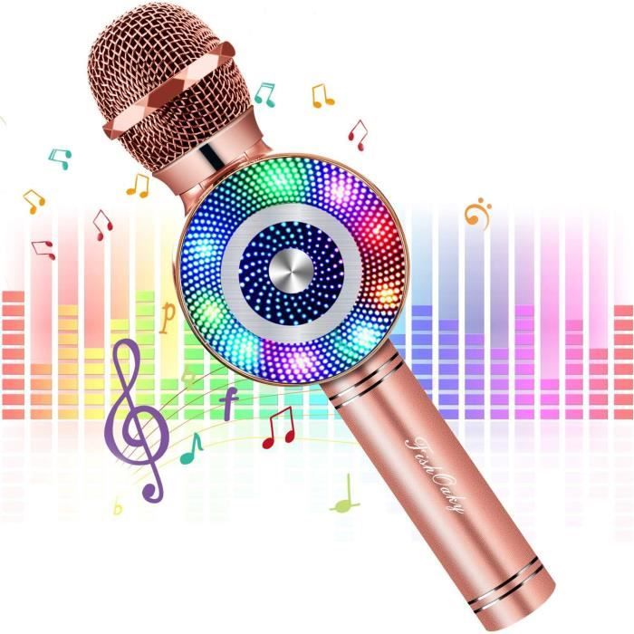 Mircophone Karaoke Sans Fil, 4 En 1 Portable Micro Karaoké Bluetooth ...