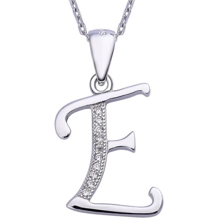 Collier Avec Pendentif En Forme De Lettre Initiale Argent 925 Oxyde De Zirconium Cadeau ...